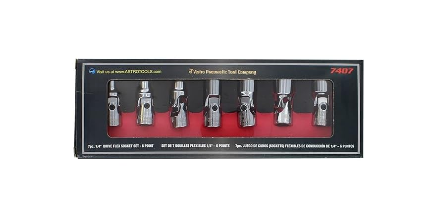Astro 7407 1/4-In dr Flex Socket Set 6pt SAE, 7pc