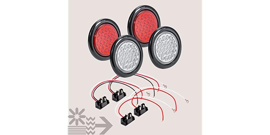 2 Red + 2 White 4" Round 24 LED