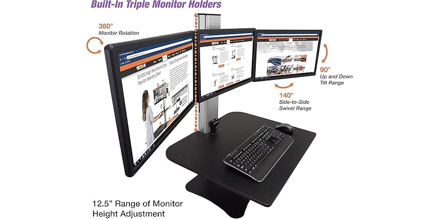 Victor Triple Monitor Standing Desk Convert
