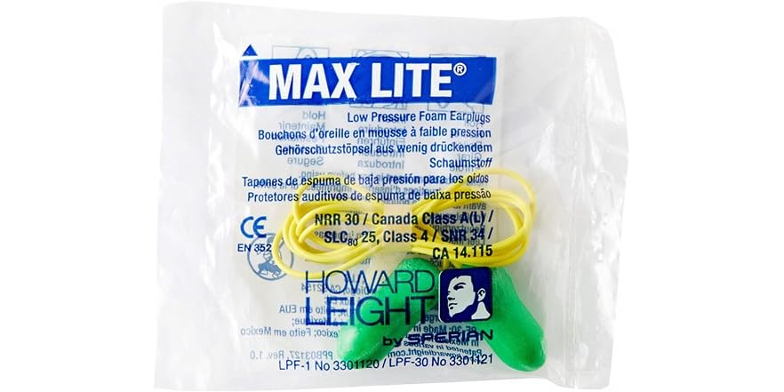 Max Lite Corded Earplugs (100 Pairs)