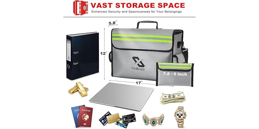 Golkcurx Fireproof Document Bag