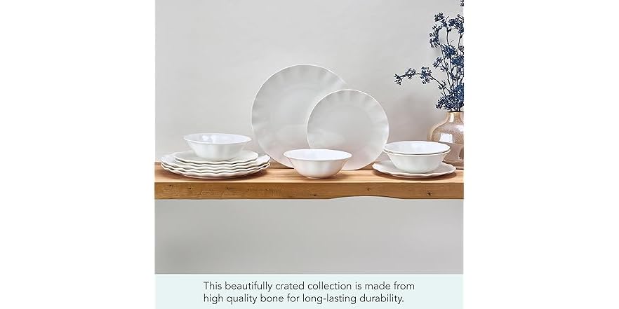 Mikasa Elodie Scalloped 12 Piece Bone China Set (Open Box)