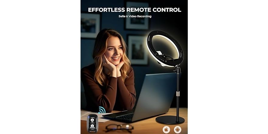 UBeesize 12" Desk Ring Light with Stand & Phone Holder