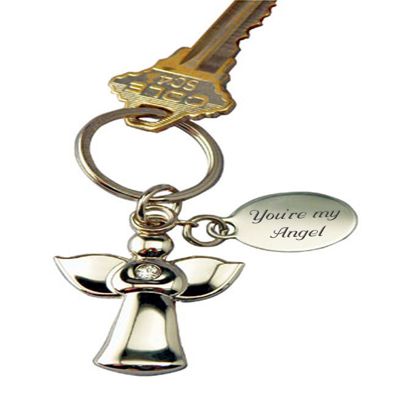 Amazon.com : Personalized Guardian Angel Keychain Engraved Free : Key ...