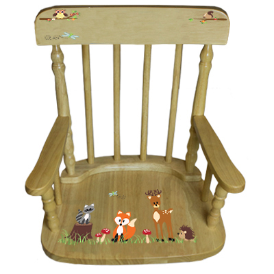 Amazon.com: Personalized Coral Forest Animals Wooden Childrens Rocking ...