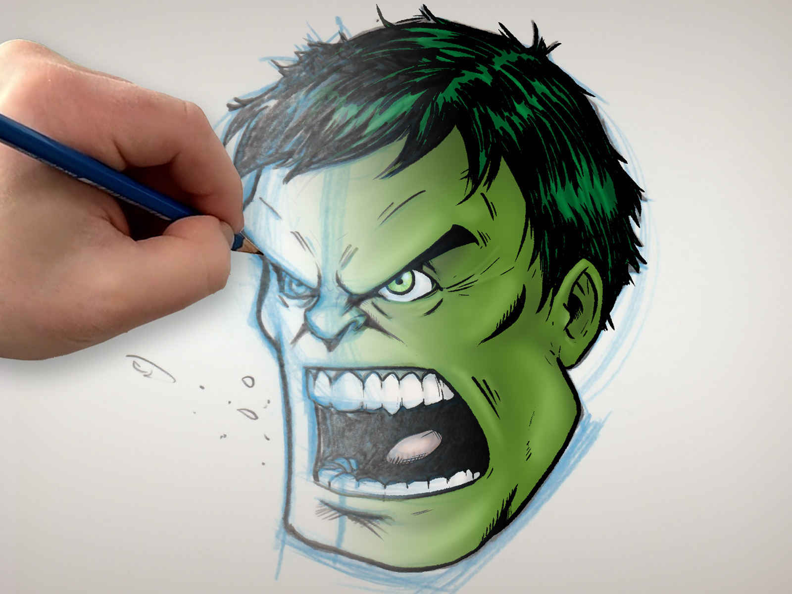 Hulk Face Drawing