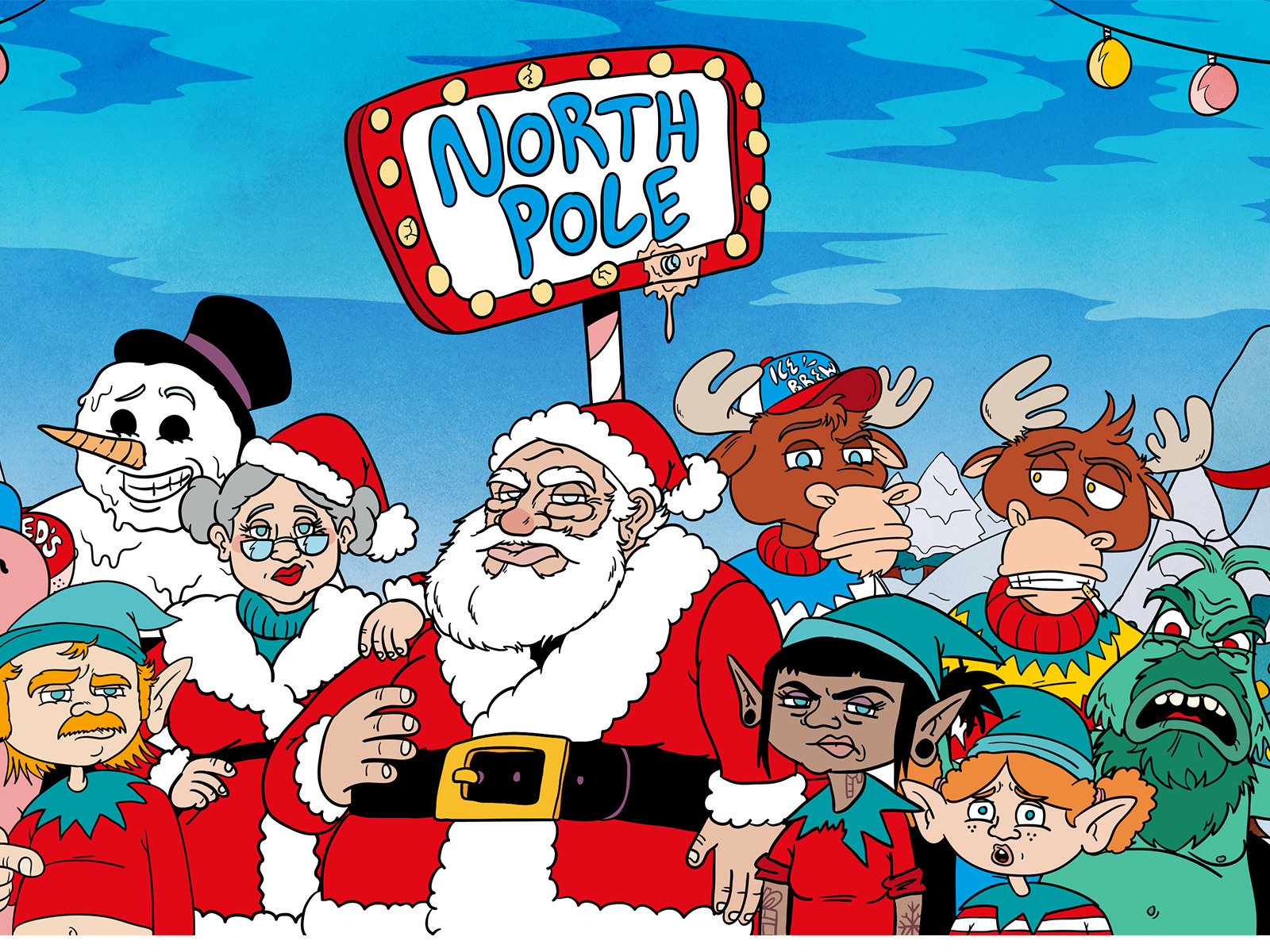 North Pole Santa Cartoon