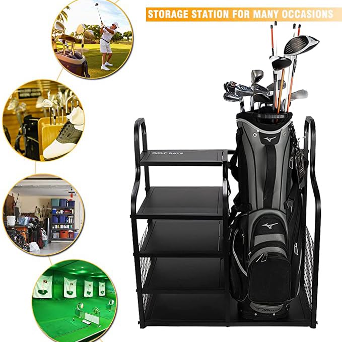 Amazon.co.uk: GOLFBAYS: Single Golf Bag Storage Rack Organizer