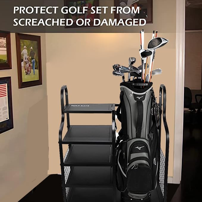 Amazon.co.uk: GOLFBAYS: Single Golf Bag Storage Rack Organizer