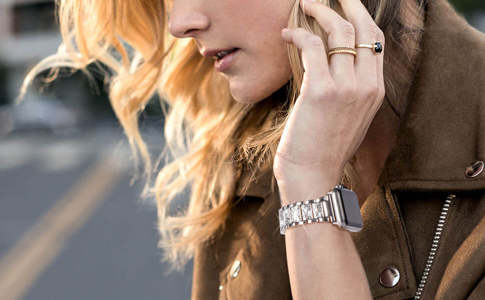 Amazon.co.uk: KADES Watch accessories: For Apple Watch Bling Bracelet